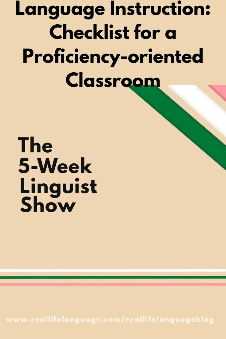 Language Instruction: Checklist for a Proficiency-oriented Classroom ...