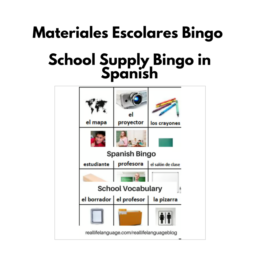 Spanish Bingo: School Supplies – Real Life Language