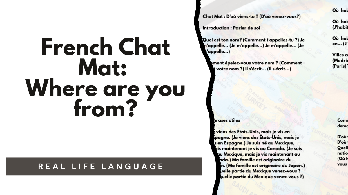 French Chat Mats: Where Are You From? - Real Life Language