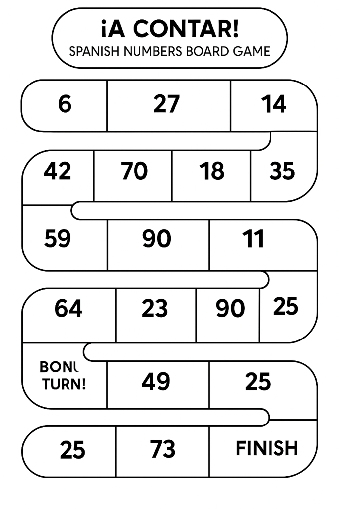 Number Board Game – Spanish - Real Life Language